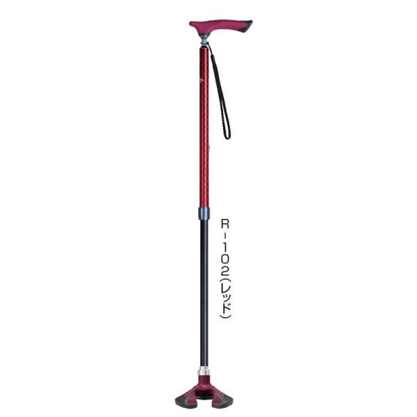 【色：レッド】●サイズ／長さ67〜88cm（8段階／3cm）、グリップ長さ：13cm、ベース部：最大幅11.5cm●パイプ径／上部：1.9cm、下部：1.7cm●重さ／320g●材質／本体：アルミ、グリップ芯材：カルプPP樹脂、外：エラスト...