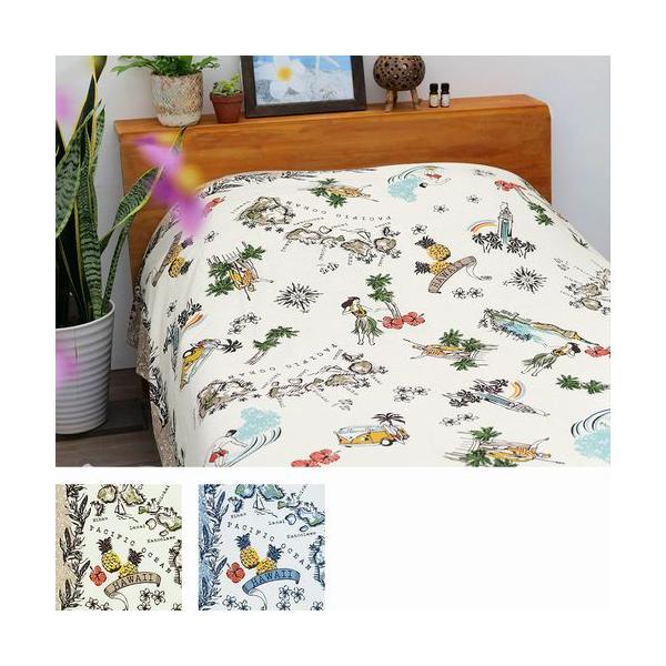 マルチクロス ハワイマップオールドハワイアンなデザインでお部屋が一気におしゃれに！賑やかで楽しい雰囲気のレトロなハワイアン柄がプリントされたマルチクロス。細部にわたるイラストが魅力的で、一つ一つ楽しみながら見ることができます♪明るいハワイア...