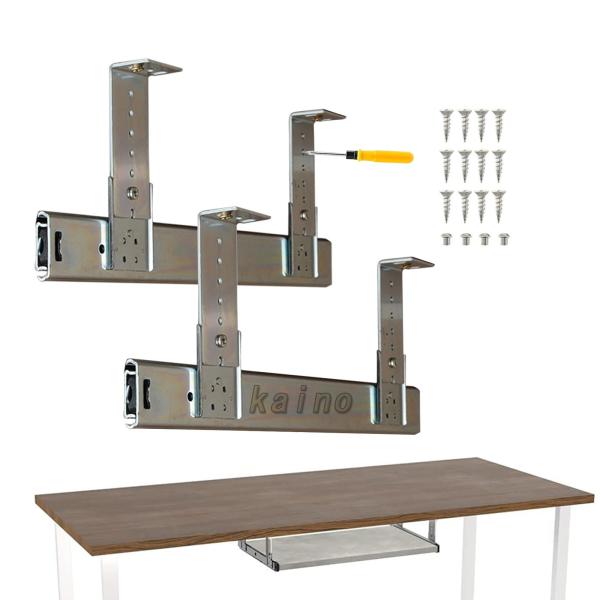 ▲タイプ: 2 個/1 ペア. 閉じた長さ 300mm/350mm/400mm。高さ調節ブラケット、取付ネジとドライバー付き。伸縮式金属ボールベアリングキーボード調節可能な吊り下げサスペンショントラックレール。▲ 超スムーズで静か：二列固体...