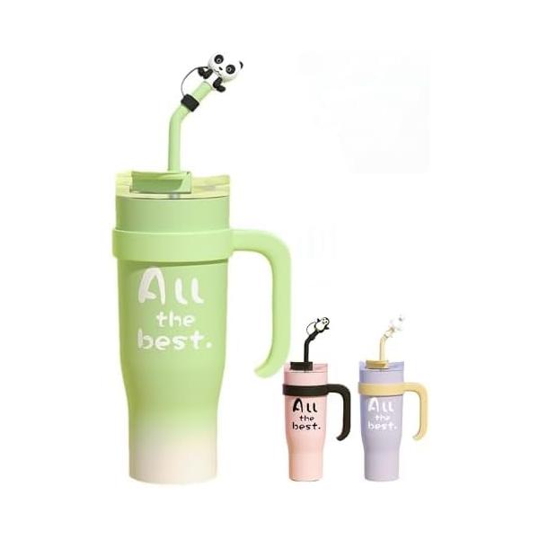 1.3L超大容量魔法瓶！304ステンレス鋼で作られ、耐久性抜群で環境に優しくて安心して使える。水を好きな温度に保ち、冷たい水あるいは暖かい水を随時に飲める！ストロー付きタンブラー大容量、デザイン性が高い！ような見た目で美してくスタイリッシュ...