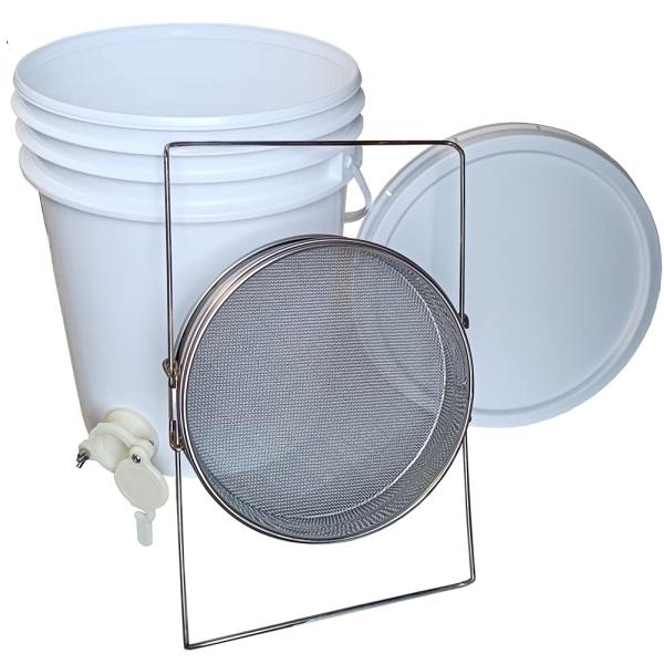 素材：304ステンレス鋼、耐久性があり、錆びず、お手入れも簡単で、繰り返し使用できます。取り外し可能：2層ステンレス鋼フィルタースクリーン、単独で使用できます。PVC 容器付き：サイズ： 直径３０５×高さ３８０ｍm。大容量で使いやすく、家族...