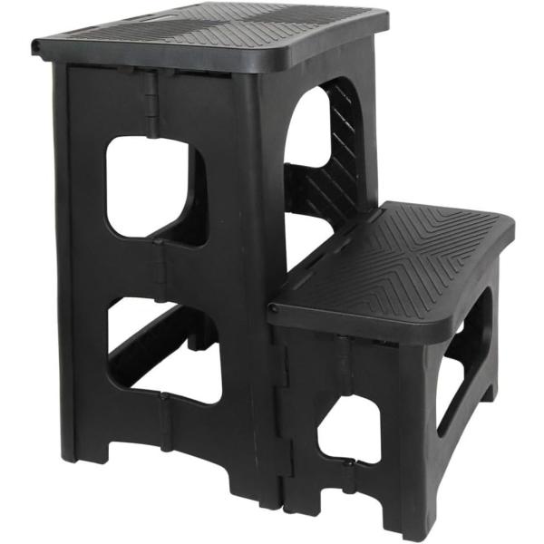 【二段踏み台・製品仕様】脚立サイズ：2段（33x22.3x42cm）、耐荷重：160kg、素材：頑丈PP、重さ：約2KG。【様々なシーンで大活躍】折りたたみ踏み台各段の高さは21cmなので乗り降りしやすく、天板のサイズが奥行22cmと広く足...