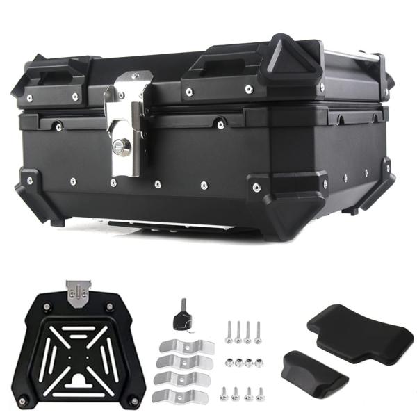 【高品質素材】バイクトップケース・リアボックス高品質アルミ合金素材を使用し、角を補強し、丈夫で耐久性に優れ、耐久性と耐衝撃性に優れています。トランクラック付きの二輪車、電動自転車、スクーターなどに適した実用性に優れています。【デザイン】バイ...