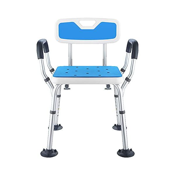 【耐久・安定】席面と背もたれは上質なABS樹脂で作り、約4cm厚く、丈夫で座り心地がよい。手すりと足は錆にくいアルミ合金で作り、軽くて強度・耐食性が高い、乾きも早い。150kgまでに荷重できます。底ゴム付き、安定性を高め、より滑り転倒しにく...