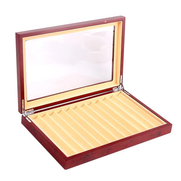 ペン 収納ケースサイズ：31*20*4.5cm　重量：1kg、ペンは１２本まで収納可能万年筆ケース クラフト：ペンシルケースは、高品質の無垢材とエレガントで美しい強化ガラス：ペンケースの蓋は強化ガラスカバーを使用して、内のペンがはっきり見え...