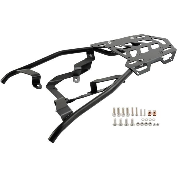 対応車種：適用ヤマハMT-25 MT-03 YZF-R25 YZF-R3 2019-2023用マットブラックのエポキシ粉体塗装を施したスチールチューブ製のラゲッジラック。取り付け簡単：時間20分 難易度 特別な工具は不要で、初心者でも安心し...