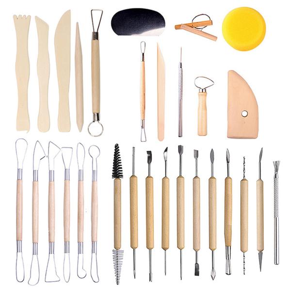 【30本セット】陶芸工具キットは、他のセットよりも完成度の高い30本セットです。 必要なセットとより多くのディテールを処理できるセットが含まれているため、より良い作品を簡単に作成できます。【優れた製品】高品質の職人技で作られています。 ほぼ...