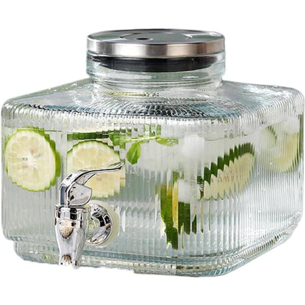 飲料ディスペンサーコンポーネント:各冷蔵庫飲料ディスペンサーは耐久性のあるガラスでできているため、何度も使用できます。ステンレス製の蓋は飛んでいる虫の侵入をよく防ぐことができ、木製のスタンドは美しく実用的で、おいしい飲み物を提供します。用途...