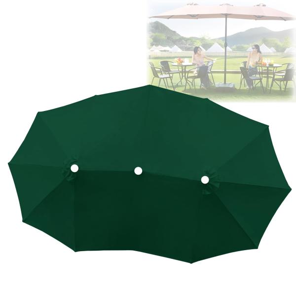 ? 大きめのサイズで日陰が広い：パラソルの展開サイズは465cm×265cmです。12本の傘骨を持つ15フィートの両面中庭用パラソルに適しており、キャノピーは傘の長さ（132cm×135cm）に合わせて調整できます。通常のパラソルよりも広い...