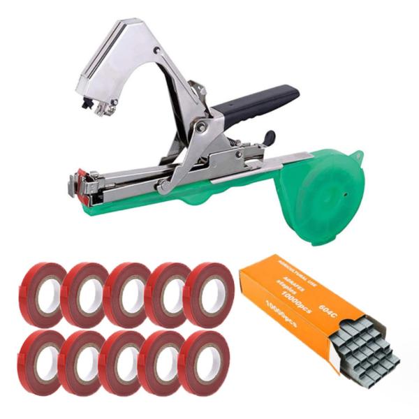 操作が簡単：プラントタイイングマシンを片手で操作してテープをキャプチャし、次にフルプレスしてホチキス止めしてカットします。この植物結束機テープは、ロッドやワイヤーを支えるために植物を結束するのを簡単にします。省力化プラントストラッピングマシ...