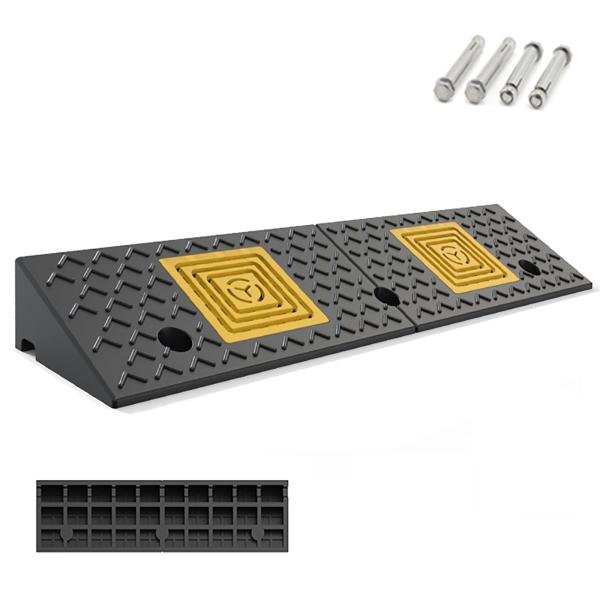 ?【高品質 天然合成ゴムを採用】 高品質 硬ゴムを採用し、その為ズレにくく、雨や風にも流されたり飛ばされにくくなっております、付属のボルト地面に接続する可能です。?【段差解消役に立つ】環境の乗り越え対象高さが5-15cmな所。表面に滑り止め...