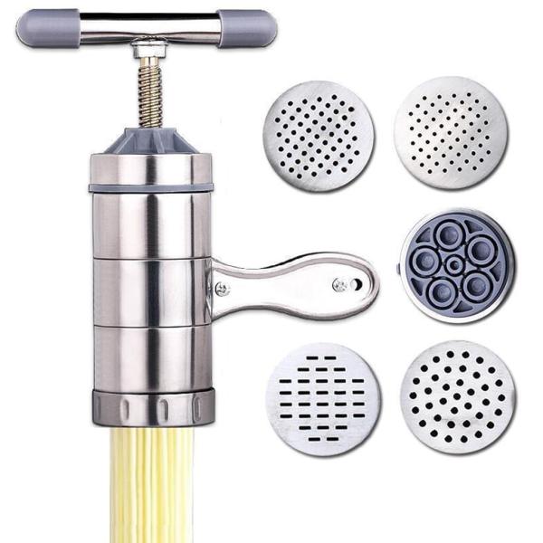 【高品質素材】高品質ステンレス製で耐久性があり、安全で健康的です。長い時間使っても構いません 水で洗浄でき、新品同様の明るさを保つことができます。【5種類カッター】5つのカッターが付きます。口に合わせて、形を決める可能！家庭で手軽にうどん、...