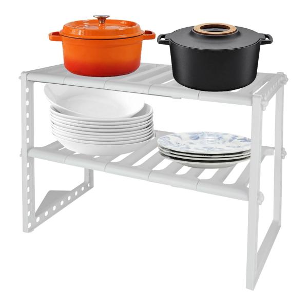 ??【商品内容】： サイズ：40-68cmx26.5cmx39cm 重量：1.3kg　素材：ポリプロピレン樹脂（PP) +ステンレス 耐荷重：12kg(一段あたり6kg)??【安定感抜群】丈夫なステンレススチールと厚手のPPで作られており、...