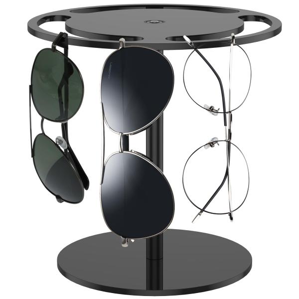 [360度回転]このサングラスホルダーは360度回転し、ベアリングはスムーズかつ静かに回転し、加重ベースは頑丈で安定しており、オーガナイザーを回転させるときに転倒するのを防ぎます。[大容量]このサングラスホルダーは、少なくとも9組のメガネを...