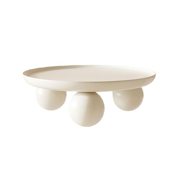 【丸いクリーム風ティーテーブル】シンプルな白はどんなインテリアにも合います。ホワイトカラーとモダンなデザインが空間を明るく華やかにします。白を基調に清潔感と広さをプラス！【円卓の縁】ベッドサイドテーブルの縁は丸く、細かく、滑らかでバリがなく...