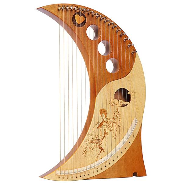 素材：高品質のマホガニーウッド製。硬度・密度の高い木材です、安定した音を奏でます、より高い透明度と共鳴があります。このリ弦楽器はあなたに暖かくて面白い音をもたらすことができます。19本の鋼弦：19本の高品質のスチール弦を使用すると、範囲が広...