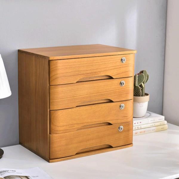 【収納】デスク上の小物を片付けるのに役立つウッドチェスト、A4サイズが収納できるサイズなので書類整理も楽々！薬、文房具、通帳、アザラシ、メガネ。 携帯電話、時計、アクセサリーなど、雑然としやすい小物を1つのキャビネットで整理できます。 完成...