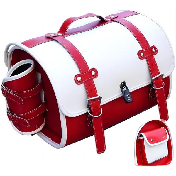 【サイズ】長さ41cm×幅30cm×高さ27cm、容量: 33L 、フルフェイスヘルメット1個収納可能またはハーフヘルメット2個【IP68級防水】バイク リアボックスPUレザー製、防塵等級6級・防水等級8級の最高レベル商品です。大事な荷物を...