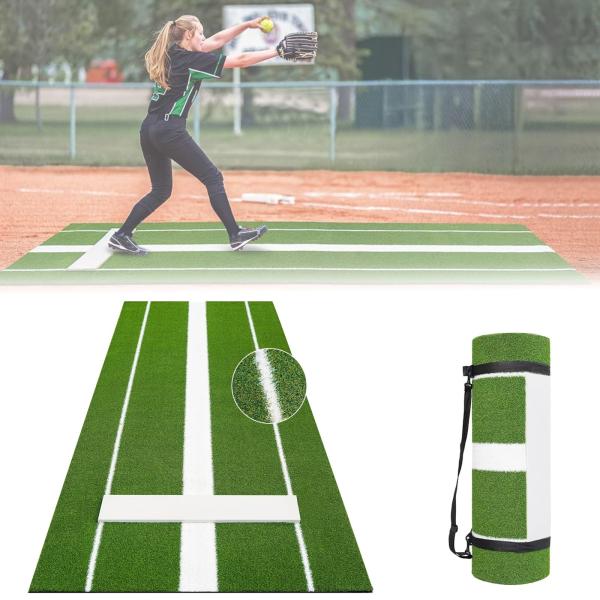 【標準設計でバッティング精度向上】バッティングマットは標準的なバッティングポイントとステップラインがあり、さまざまな投球練習に十分なスペースを提供します。選手がフォームを最適化し、投球の精度と安定性を高めるのに役立ち、投球技術向上のための優...