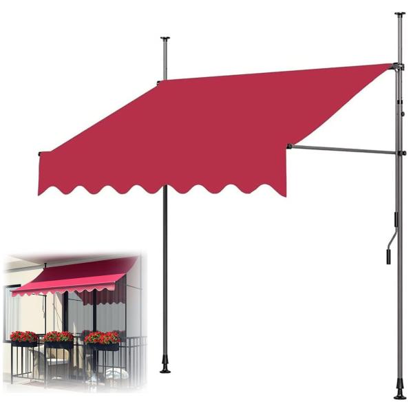 高品質の素材：ガーデンオーニング オーニングのフレームは、頑丈な亜鉛メッキ鋼管でできています。厚手（210g/m2）、UVカット（UV50+）、汚れや水に強いポリエステルとPUコーティングで、このオーニングは屋外での使用に適しています。また...