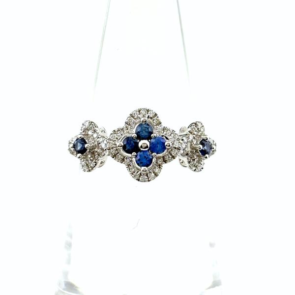 【ブランド状態ランク】ランクAB【タイプ】サファイア デザインリング【ライン】指輪 メレダイヤ【対象】レディース【総重量】約2.8g【素材】K18、サファイア、ダイヤモンド【実寸サイズ】約12.5号【リング最大幅】約9.4mm【リング最小幅...