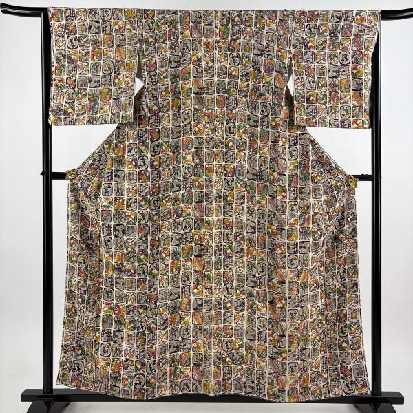 【着物ランク】秀品【素材】正絹【身丈】約157cm【裄丈】約65.5cm【袖丈】約48.5cm【袖幅】約34.5cm【前幅】約21.5cm【後幅】約28cm【サイズ】M【着物仕立て】袷【着用時期】10〜5月【コメント】お洒落着として楽しめる...