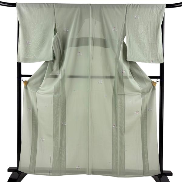 【着物ランク】秀品【素材】正絹【身丈】約161.5cm【裄丈】約68cm【袖丈】約56cm【袖幅】約34cm【前幅】約23cm【後幅】約28cm【サイズ】L【着物仕立て】薄物【着用時期】7〜8月【コメント】お洒落着として楽しめる小紋でござい...