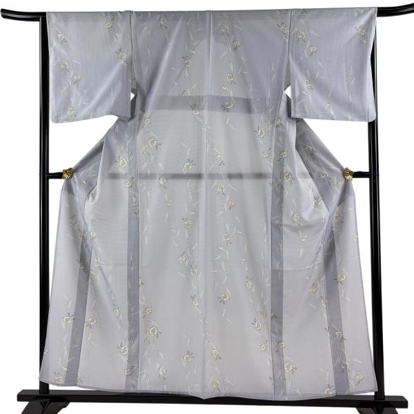 【着物ランク】秀品【素材】正絹【身丈】約157cm【裄丈】約65.5cm【袖丈】約48cm【袖幅】約34cm【前幅】約24cm【後幅】約29.5cm【サイズ】M【着物仕立て】薄物【着用時期】7〜8月【コメント】お洒落着として楽しめる小紋でご...