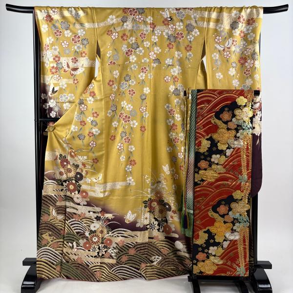 【着物ランク】秀品【素材】正絹【身丈】約169.5cm【裄丈】約69cm【袖丈】約115cm【袖幅】約35.5cm【前幅】約24.5cm【後幅】約30cm【サイズ】L【着物仕立て】袷【着用時期】10〜5月【帯丈2】約434cm【帯幅2】約3...