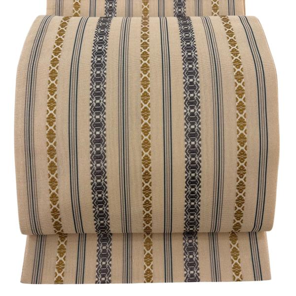 【着物ランク】秀品【素材】正絹【帯丈】約400cm【帯幅】約31cm【帯仕立て】仕立て上がり【コメント】普段使いでお使いいただける袋帯の夏帯でございます。カジュアルな装いに合わせてお使いください。締め跡がございます。リユース品としては良い状...