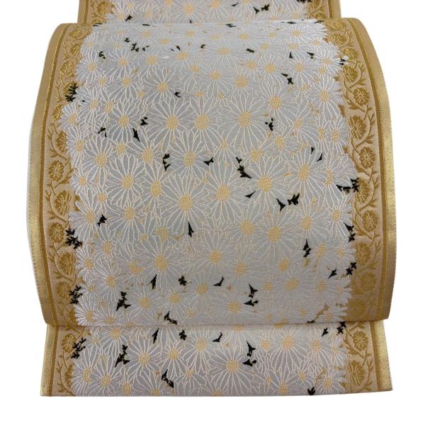 【着物ランク】逸品【素材】正絹【帯丈】約448cm【帯幅】約31cm【帯仕立て】仕立て上がり【コメント】映画・テレビドラマ・舞台・雑誌などに於いて、数多くの衣裳監修を手掛けている「山口美術織物」の作品です。おめでたい席に相応しい意匠の袋帯で...