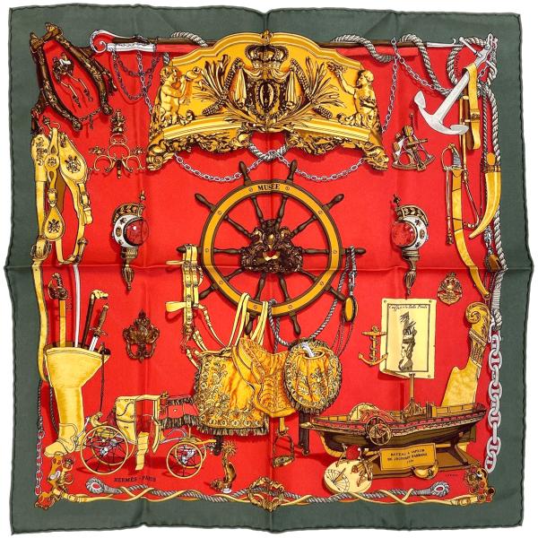【ブランド名】エルメス/HERMES【ブランド状態ランク】ランクAB【タイプ】プチカレ MUSEE【ライン】博物館 美術館【対象】レディース【サイズ詳細備考】約42cm×42cm【素材】シルク（100%）【表記カラー】レッド グリーン マル...