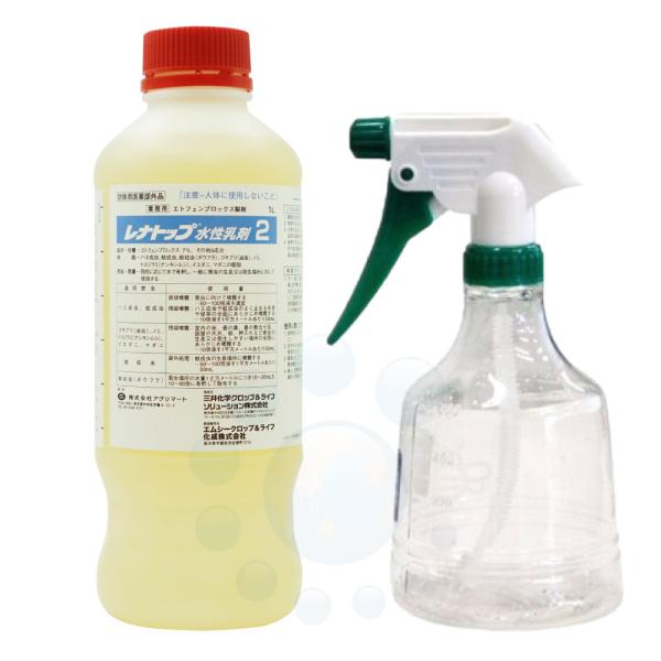 【商品名】レナトップ水性乳剤2【内容量】1000ml【有効成分】エトフェンプロックス（ピレスロイド様）【剤　形】水性乳剤【効能又は効果】ハエ成虫、蚊成虫、蚊幼虫（ボウフラ）、ゴキブリ（油虫）、ノミ、トコジラミ（ナンキンムシ）、イエダニ、マダ...