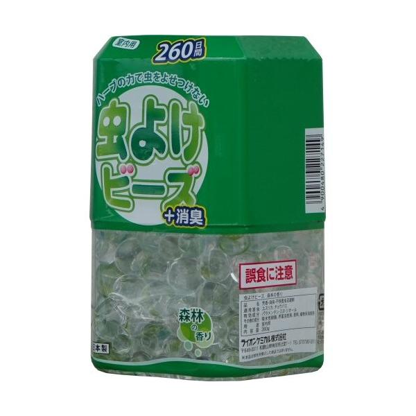 【商品名】虫よけビーズ+消臭　260日　森林の香り【品名】芳香・消臭・不快害虫用忌避剤【容量】380g【有効成分】パラメンタン-3,8-ジオール【その他の成分】吸水性樹脂、界面活性剤、香料、植物系消臭剤【適用害虫】ユスリカ、チョウバエ【用途...