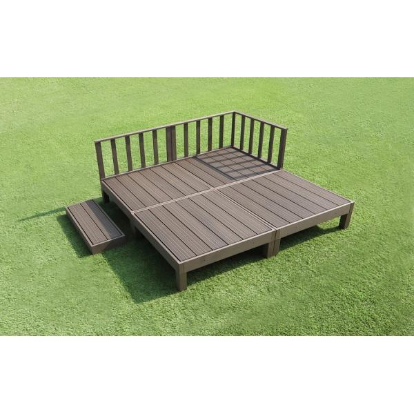 仕　　様 ◆商品寸法： (約)幅1800×奥行1800×高さ730mm(デッキ部分高280） ◆材質：人工木材◆セット総重量：(約)110kg　(多少誤差発生しますので，予めご了承くださいませ)◆商品カラー：ブラウン　ダークブラウン◆原産国...