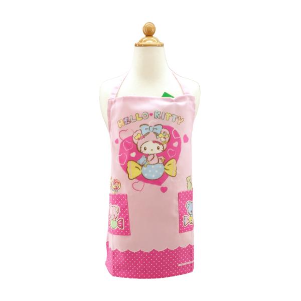・品番：03020-17・サイズ：110cm（丈約44cm巾約40cm首ひも35cm腰ひも34cm)・素材：綿100%・この商品は日本で企画し中国で製造された日本国内正規ライセンス商品です。ハローキティの子どもサイズのエプロンです！110c...