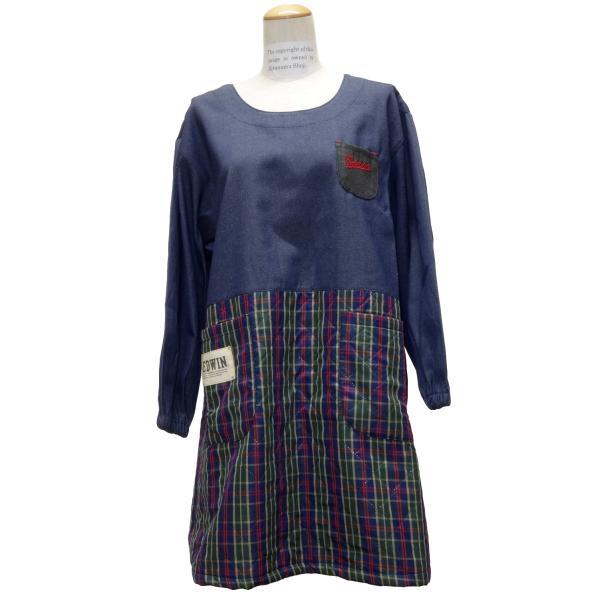 ・品番：34557-70070n・サイズ：女性向M〜L （バスト79〜94cm身長154〜162cm）（巾54cm丈85cm裄71cm袖丈49cm）・カラー：ネイビー・素材：デニム部分（ポリエステル65%綿35%）キルト部分（ポリエステル1...