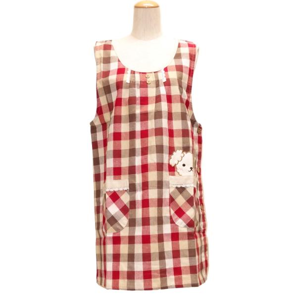 ・品番：B-1417r・サイズ：女性向M〜L （バスト79〜94身長154〜162）（身丈83cm身幅53cm）・カラー：レッド・素材：チェック（ポリエステル65%綿35%）無地（綿100%）・この商品は日本で企画し中国で製造された日本国内...