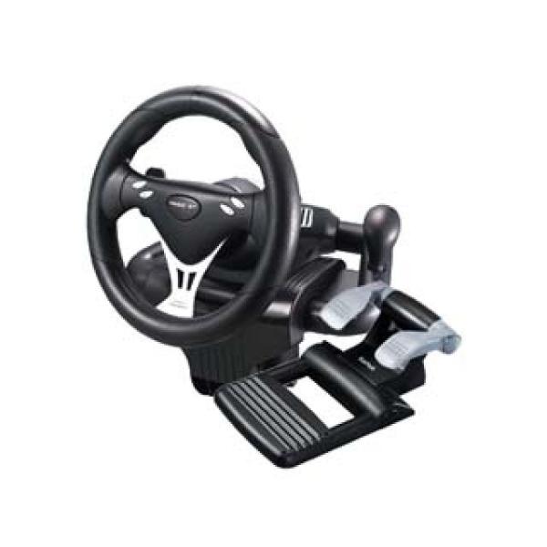 画像はサンプルです。セット内容と商品状態は以下をご参照ください。※対応OS:Win XP/Vistaセット内容：ステアリングホイール、アクセルペダル、電源アダプタがあります。商品状態：ご注意ください。外箱に破れ等の傷みがあります。ステアリン...