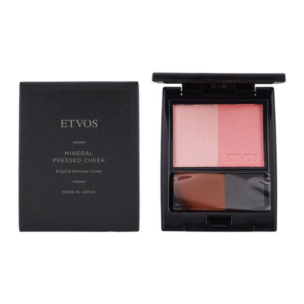 JAN 4580682135536内からぽっと色づく頬を、天然ミネラルで【商品名/内容物】ETVOS エトヴォス ミネラルプレストチーク SPF20 PA++ 本体 シェリーコーラル 4.5g 【使用方法】メインカラーとハイライトカラーの2...