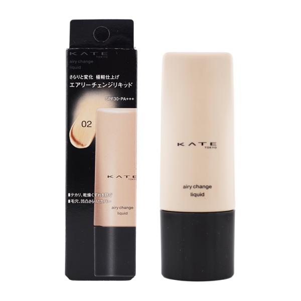 JAN 4973167038727テカりも乾燥くずれも防ぐ リキッドファンデーション【商品名/内容物】KATE ケイト エアリーチェンジリキッド SPF30 PA+++ 02 本体 25mL 【使用方法】●化粧下地でお肌を整えてからお使いく...