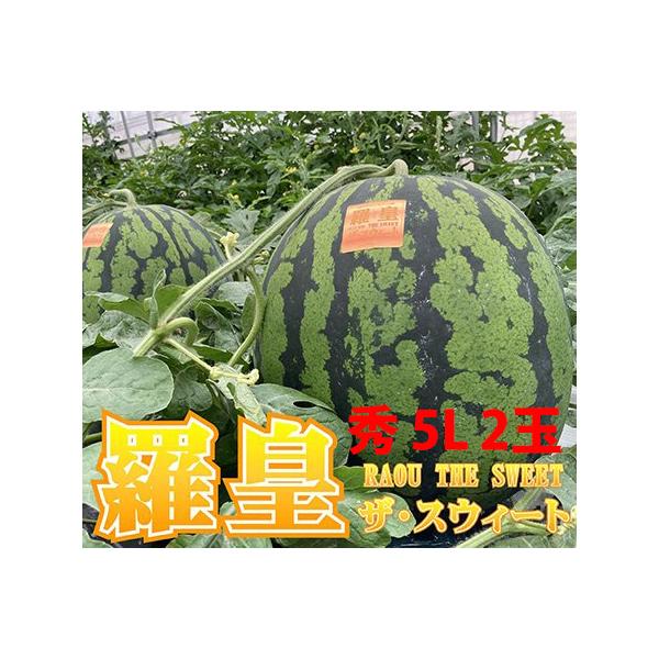【発売日：2026年07月20日】スイカ 山形 尾花沢 大玉 送料無料 羅王 羅王ザスイート 祭りばやし777 秀 5L 約10ｋｇ 2玉 贈答用 尾花沢スイカ 山形産 お中元  お盆 お供え 農産物