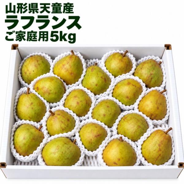 山形県天童市産のラフランス（ラ・フランス）ご家庭用・訳あり【 5kg 12〜18個（満杯詰め） 】。芳醇な香りと上品な甘さ、追熟によって生まれるとろけるような口どけが魅力の洋梨です。ご家族のデザートや、毎日のおやつにおすすめです。【お届け内...