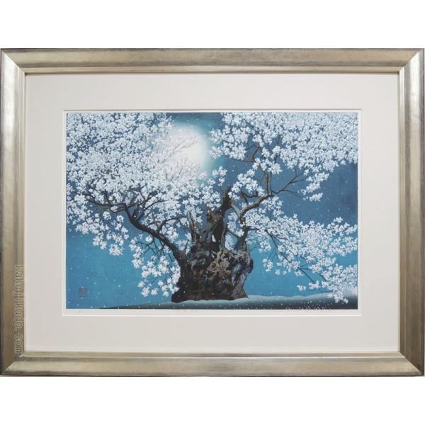 【画　題】酔桜夢幻（すいおうむげん）【解　説】※場所：山梨県北杜市　実相寺にある推定樹齢2千年の『神代桜』※和モダンな構図から、何気ない日常の風景や懐かしさを感じる自然あふれる風景に心が癒されます。木版画はスケッチから始まり、色ごとに何枚も...