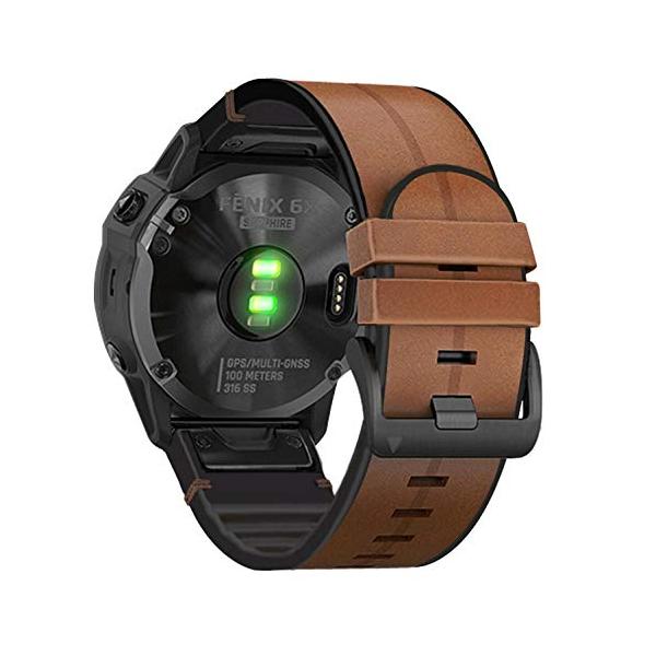 本商品はメーカー純正品ではなく、互換品です。革新的な高品質素材:本革と非アレルギー性シリコンで構成されており、他のストラップを交換する必要がなく、スポーツや通勤など様々なシーンに対応します。 該当するGarminモデル:Garminスマート...