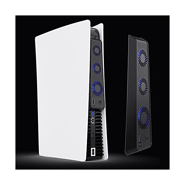 本商品はメーカー純正品ではなく、互換品です。急速冷却:■PS5冷却ファンは内蔵の3つの高速冷却ファンが同時に運転して、PS5本体を素早く冷却し、長時間プレイも安心でき、ゲーム機の耐用年数を延ばすのに役立ちます。  装着簡単:■面倒な装着手順...