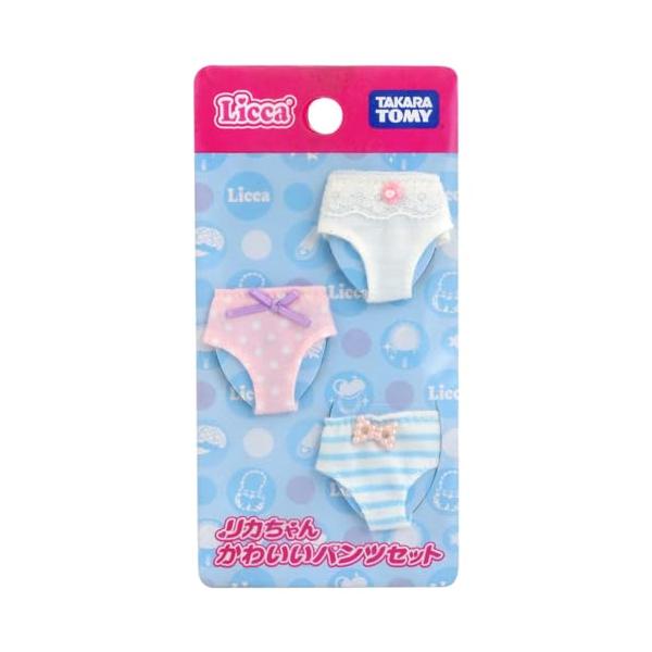 「商品情報」説明この商品はリカちゃんサイズです。ママ、ミキちゃん、マキちゃんなど大きさの異なるドールは着用できません。リカちゃんのかわいいパンツ3枚セットです。[セット内容]パンツ( ホワイト)(1),パンツ( ピンクドット)(1),パンツ...