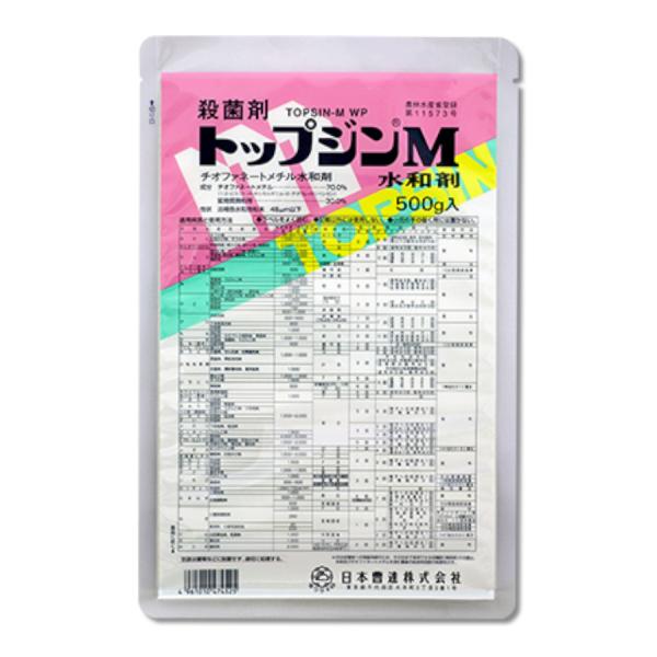 ■特徴・浸透移行性に優れ、既に植物体に感染した病原菌に対しても効果を示す。・広範囲の作物および病害に適用があり使い易い。■基本情報登録番号：11573農薬の種類：チオファネートメチル水和剤農薬の名称：トップジンＭ水和剤物理的化学的性状：淡褐...