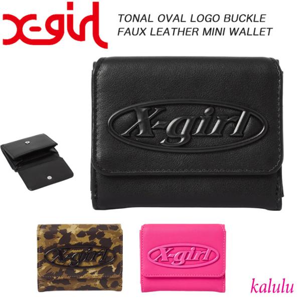 X-girl エックスガール 財布TONAL OVAL LOGO BUCKLE FAUX LEATHER MINI WALLETトレンド感あふれるオーバルロゴバックルコンパクトなのに機能性抜群なミニウォレット【デザイン】フェイクレザーを使用...