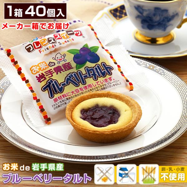 学校給食デザート「お米de岩手県産ブルーベリータルト」をインターネット通販でお取り寄せ！国産ブルーベリータルトは卵・乳・小麦不使用のフレンズスイーツシリーズです。米粉で作られたタルト生地へ岩手県産ブルーベリージャムをトッピングした給食ブルー...
